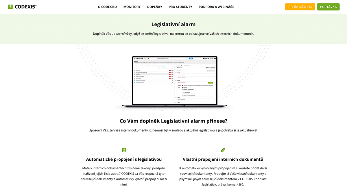 Doplněk Legislativní alarm - CODEXIS